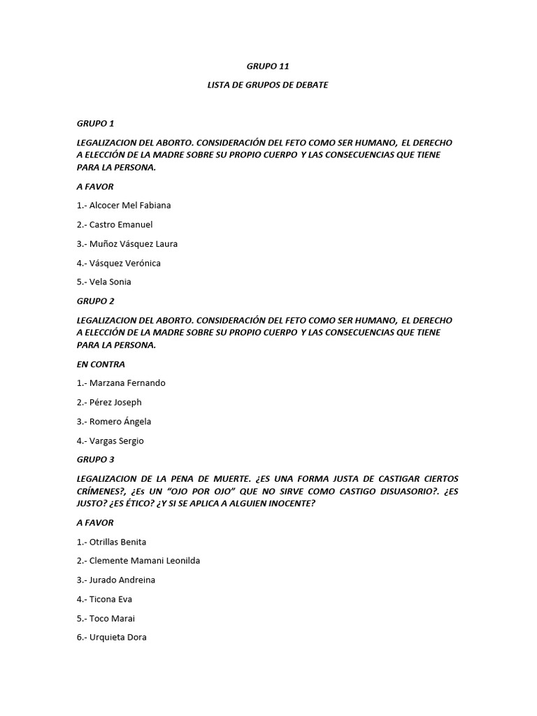 Grupos de Debate sobre Temas Controversiales | PDF | Justicia | Crimen ...