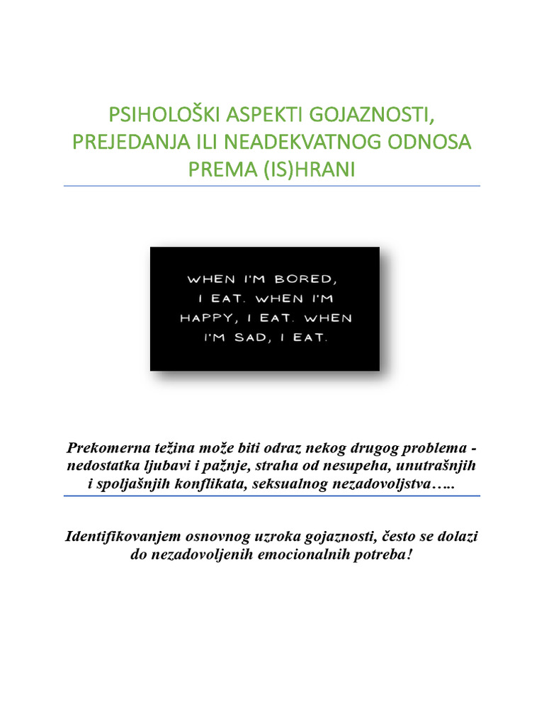 Psihološki Aspekti Gojaznosti | PDF