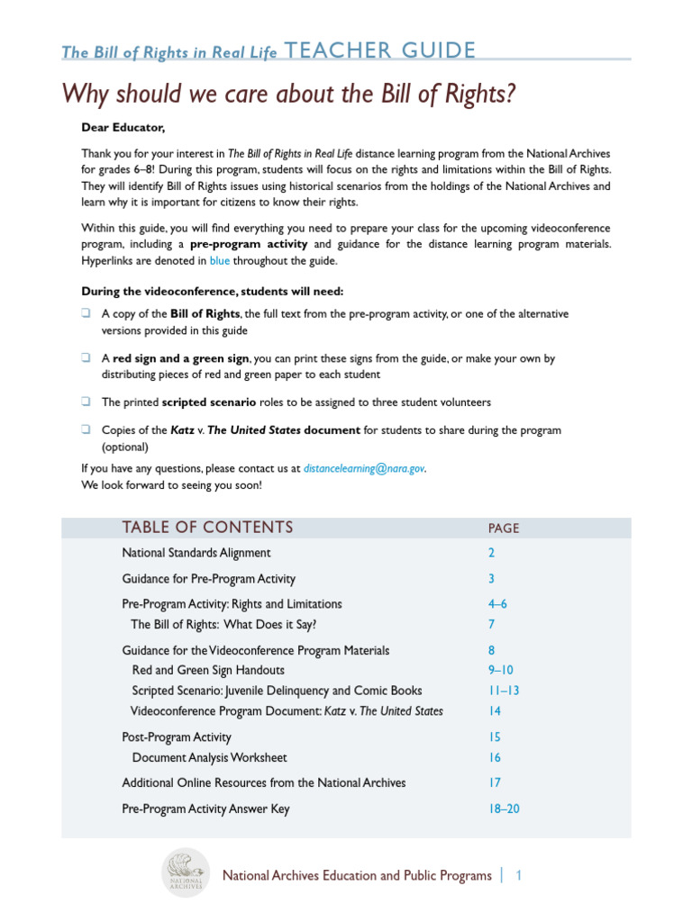 The Bill of Rights in Real Life Teacher Guide | PDF | United States ...