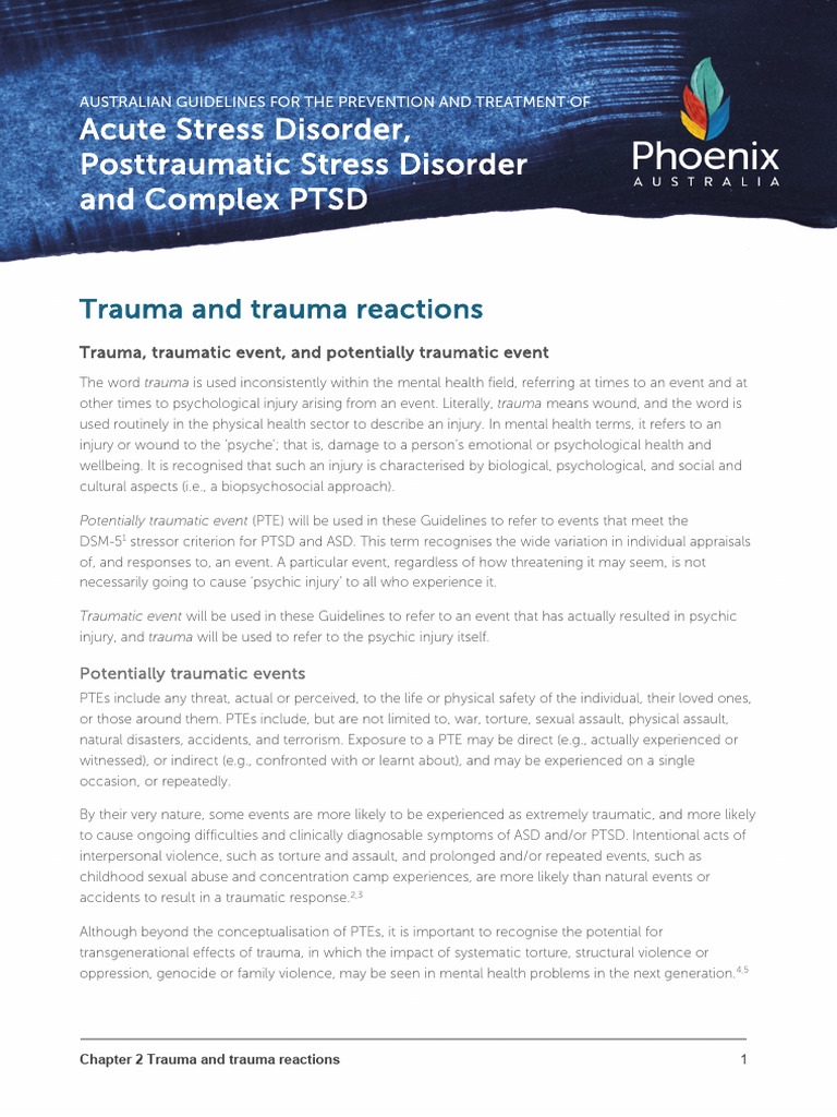 Chapter 2 Trauma and Trauma Reactions | PDF | Psychological Trauma ...
