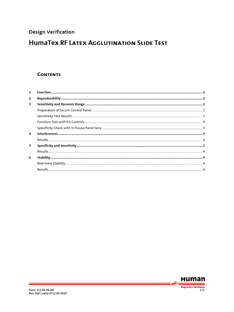 Evaluación Humatex RF | PDF | Sensitivity And Specificity | Serum (Blood)