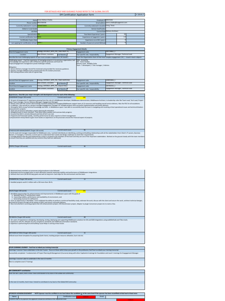 EM Certification Application Form 2019-07-V7 - VamsiChakka - v2 | PDF ...