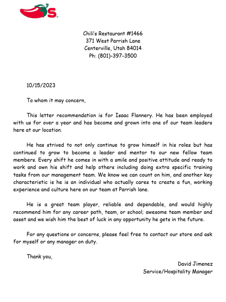 Recomendation Letter For Isaac 10152023 | PDF