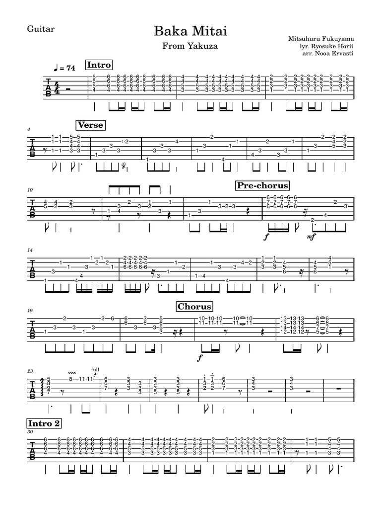 Baka Mitai-Acoustic Guitar - Tab | PDF | Échecs