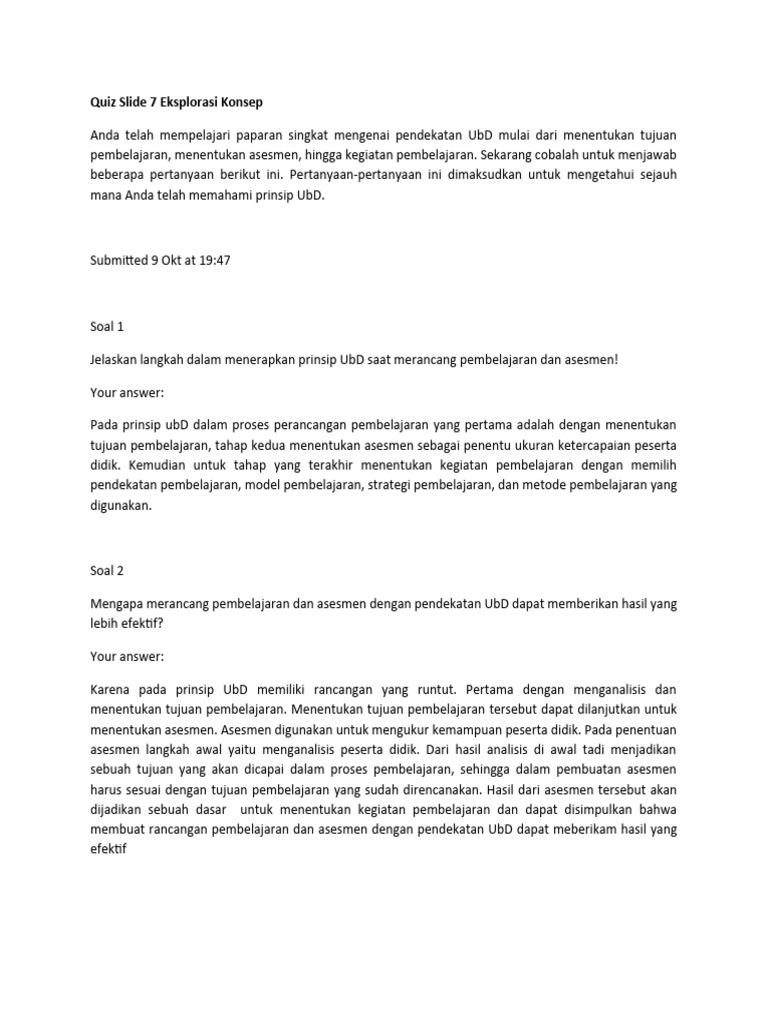 Quiz Slide 7. Eksplorasi Konsep - PPA | PDF