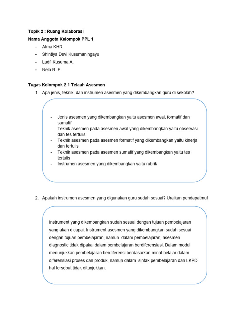 T2 - Ruang Kolaborasi (Telaah Asesmen) - Revisi | PDF