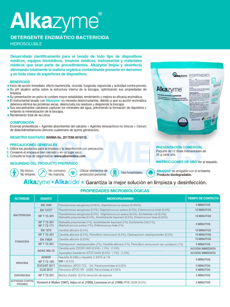 Ficha Alkazyme Hidrosoluble | PDF | Agua | Detergente