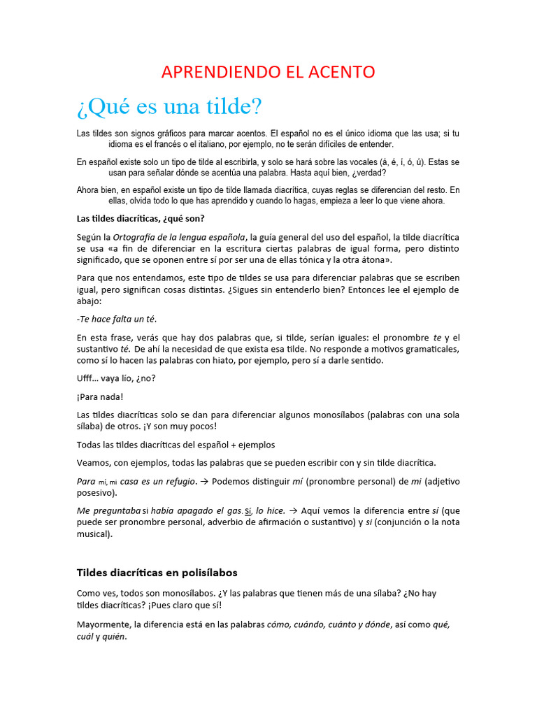 Aprendiendo El Acento | PDF | Palabra | Lengua española