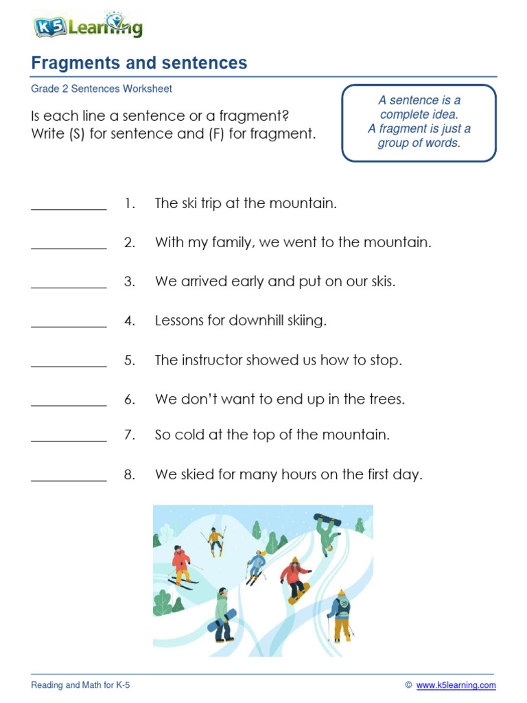 Grade 2 Sentence Fragments B | PDF