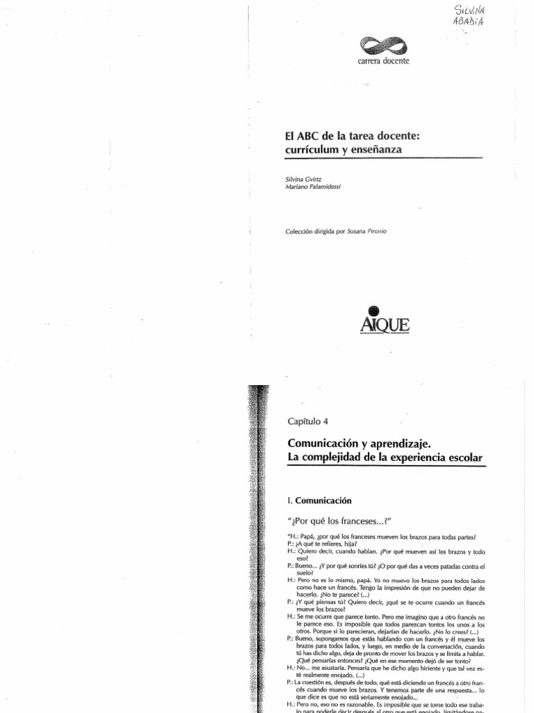 Gvirtz, Palamidesi. El ABC de La Tarea Docente. Cap 4 | PDF