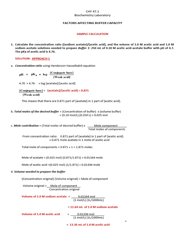 Buffer Capacity Calculation Guide | PDF | Buffer Solution | Acid