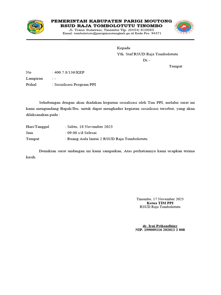 Undangan Sosialisasi Ppi | PDF | Sains & Matematika