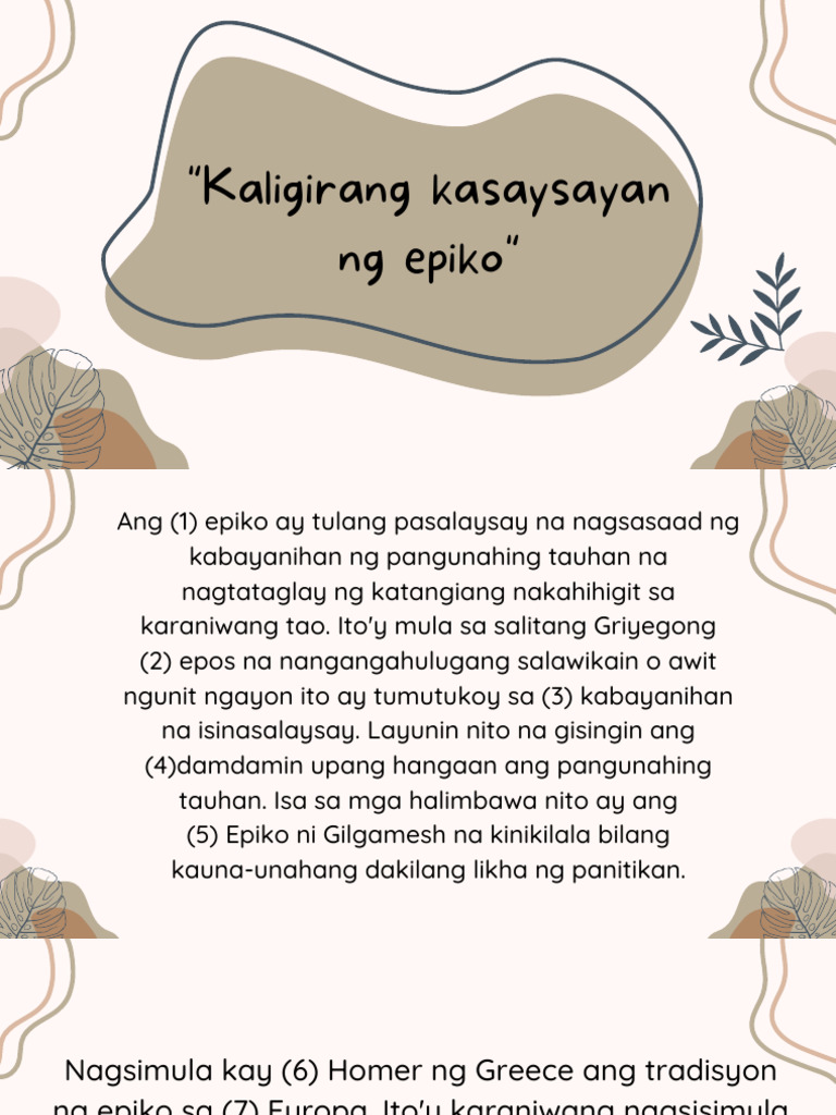 Kaligirang Kasaysayan NG Epiko | PDF