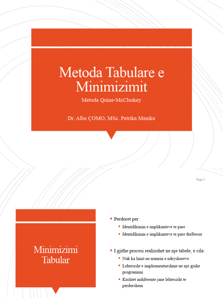 Leksion 4 Minimizimi Tabular | PDF
