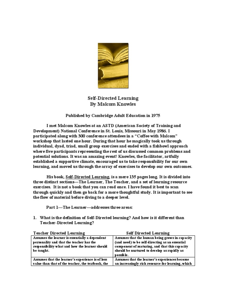 Self-Directed Learning - Malcom Knowles | PDF | Learning | Teachers
