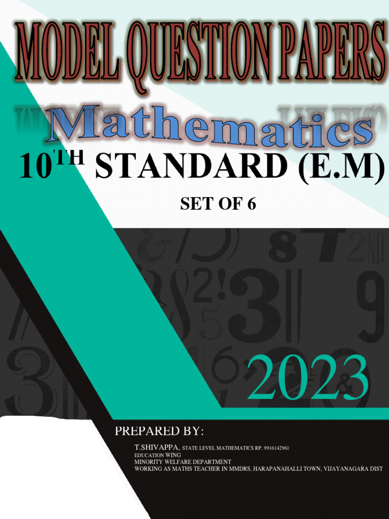 6 Set Maths Model Papers | PDF | Circle | Area