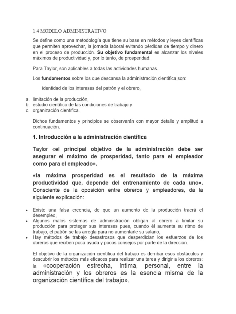 Modelo Administrativo de Taylor y Fayol | PDF | Business | Negocios ...