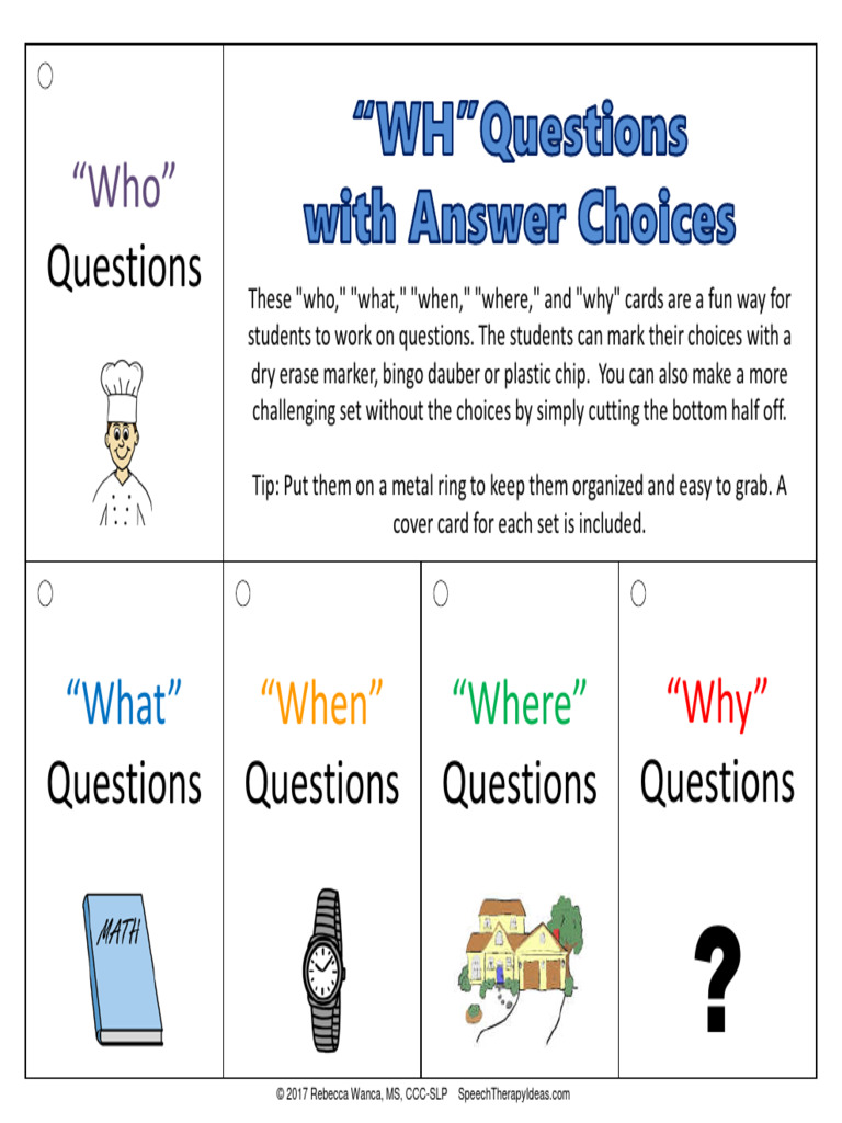 WH Question Cards for Kids | PDF