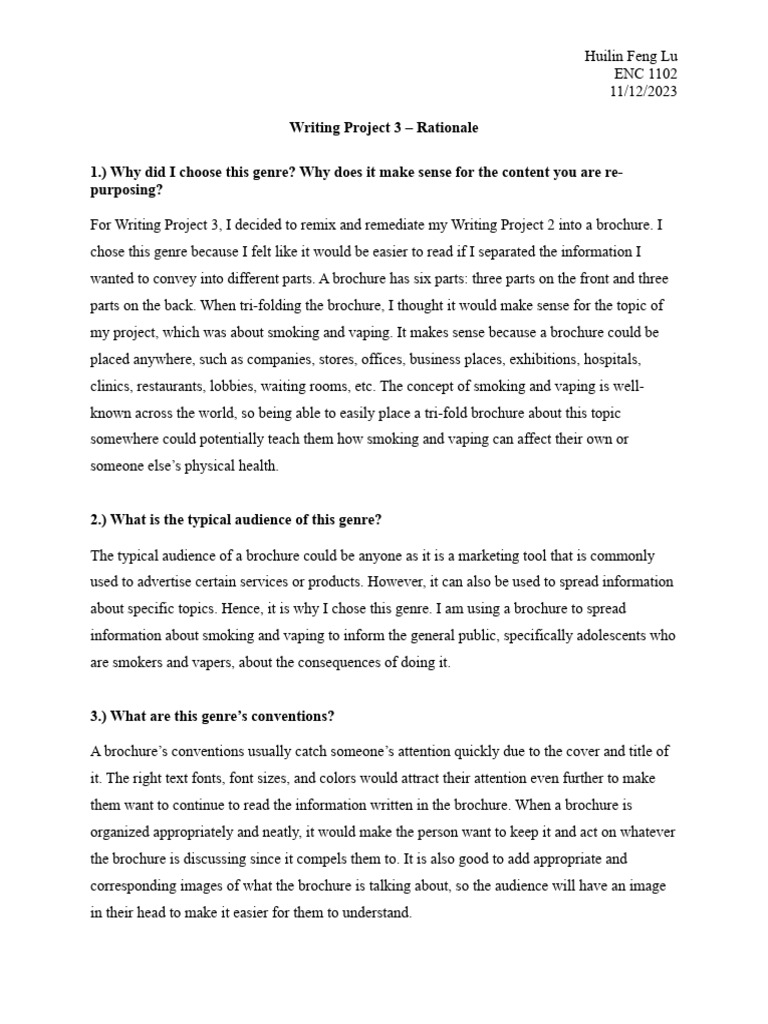 Writing Project 3 - Rationale | PDF | Electronic Cigarette | Tobacco ...