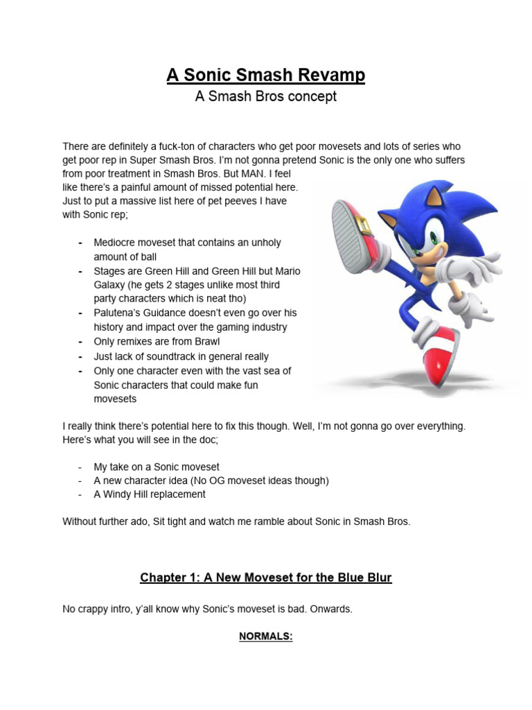 Sonic Smash Bros Moveset Revamp | PDF | Games & Activities