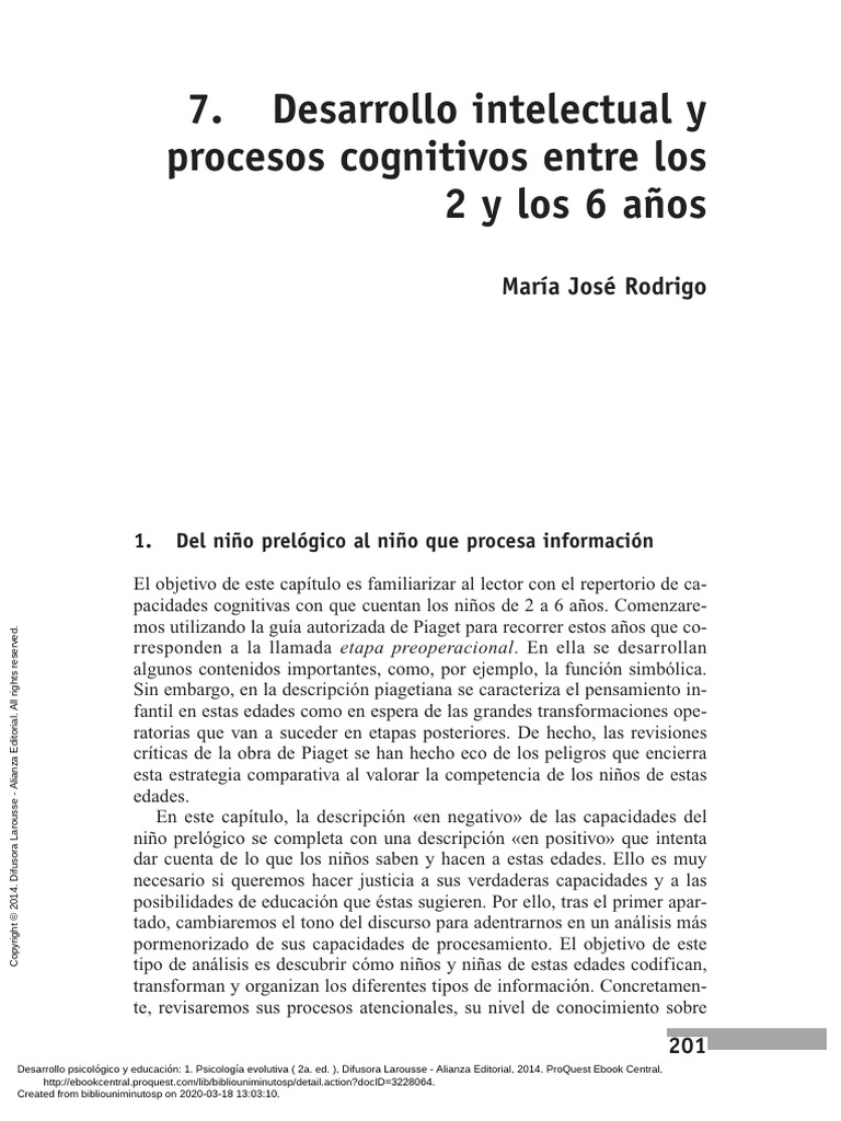 Capítulo 7. Desarrollo Intelectual y Procesos Cognitivos Entre Los 2 y ... Capítulo 7. Desarrollo Intelectual y Procesos Cognitivos Entre Los 2 y ...