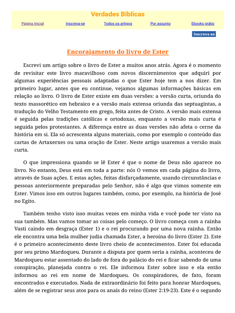 A História de Ester - 120238 | PDF | Livro de Ester | Ester