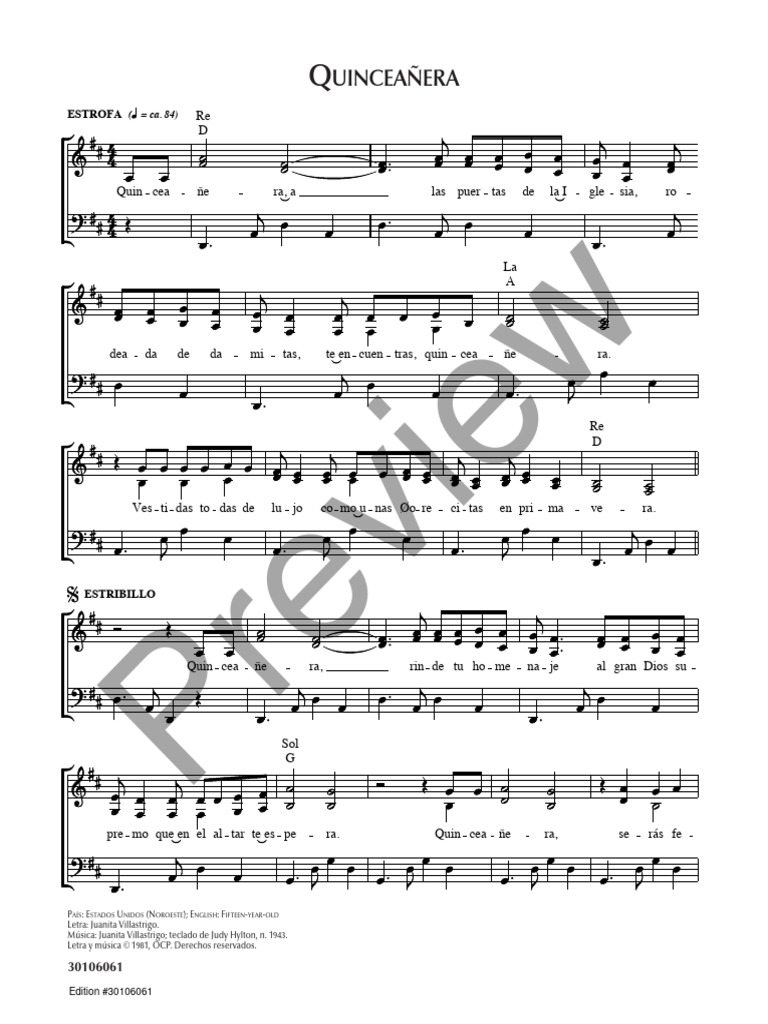 Canto de Entrada Quinceañera | PDF