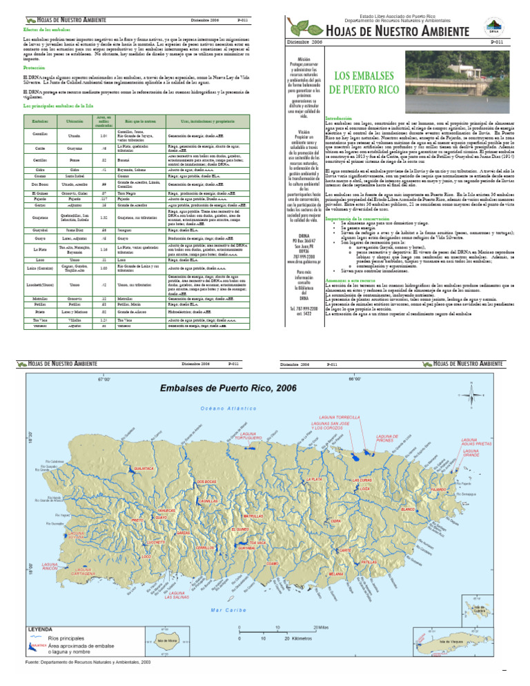 Los Embalses de Puerto Rico | PDF | Reservorio | Entorno natural