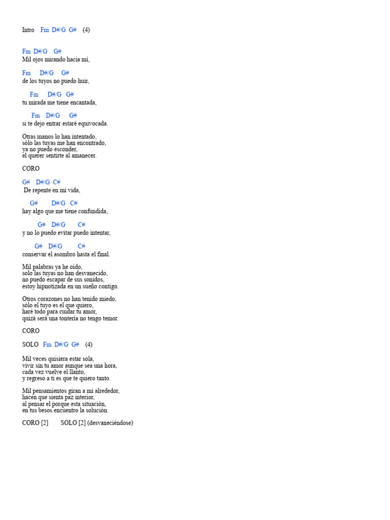 De REPENTE, Soraya - Acordes | PDF