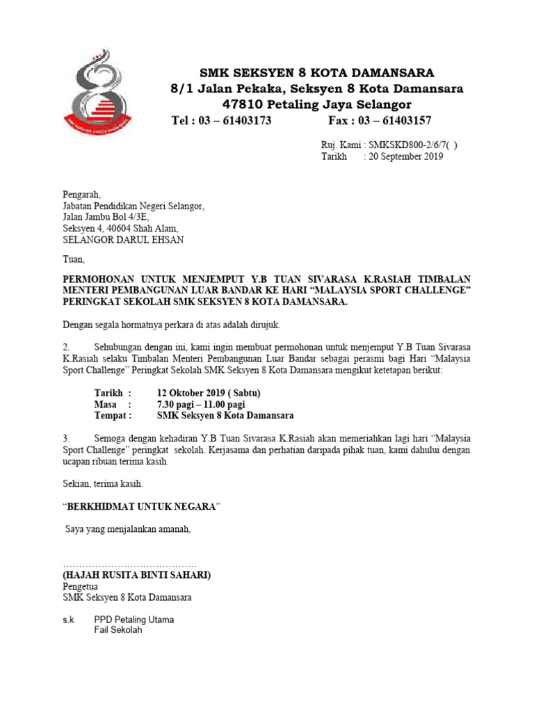 Surat Permohonan Futsal 2019 | PDF Surat Permohonan Futsal 2019 | PDF