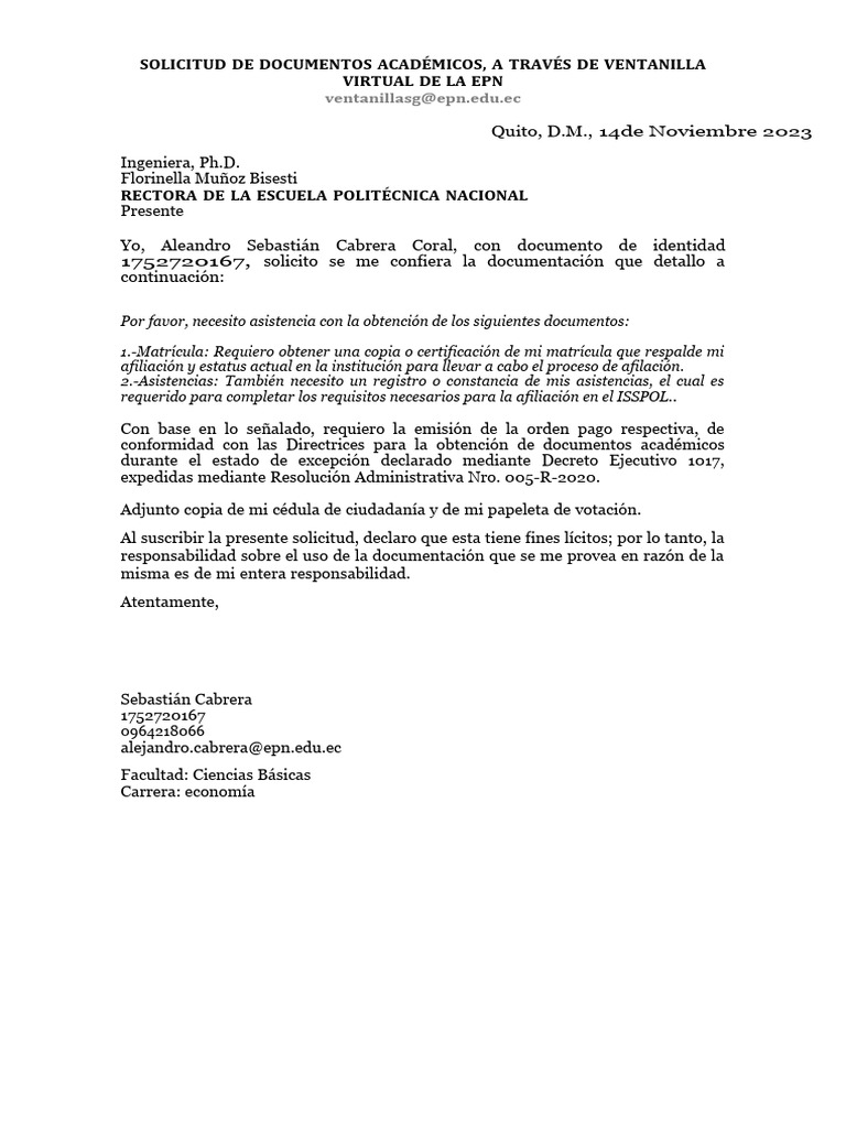 Formato de Solicitud | PDF