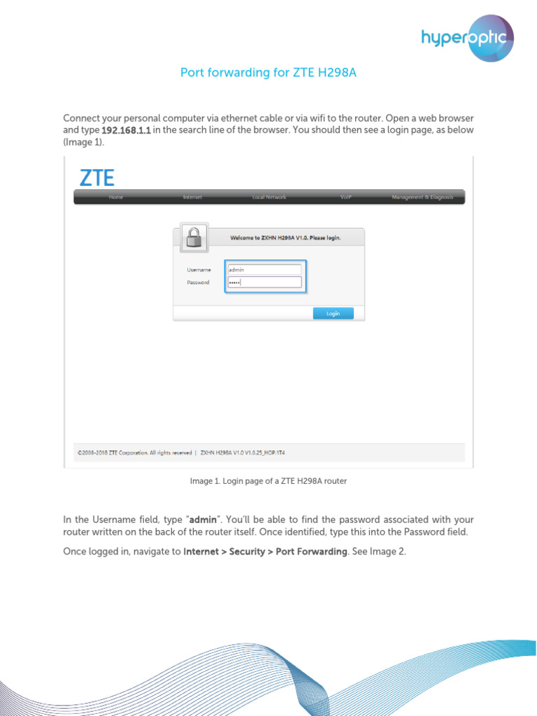 Port Forwarding and DMZ For ZTE ZXHN H298A v1.3 | PDF | Port (Computer Networking) | I Pv6