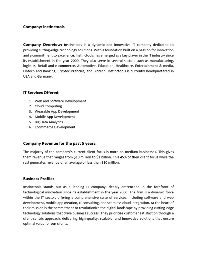 Instinctools vs. Global BrainForce Analysis | PDF | Cloud Computing | E ...