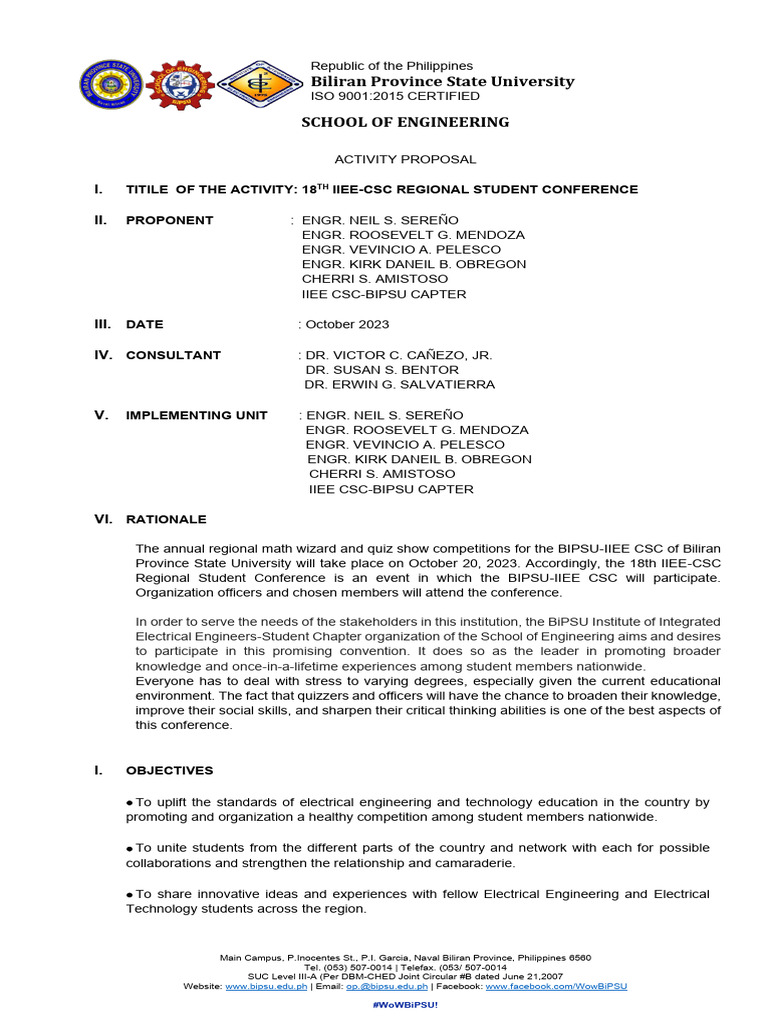 Bipsu Iiee CSC Practice Proposal - 084631 | PDF