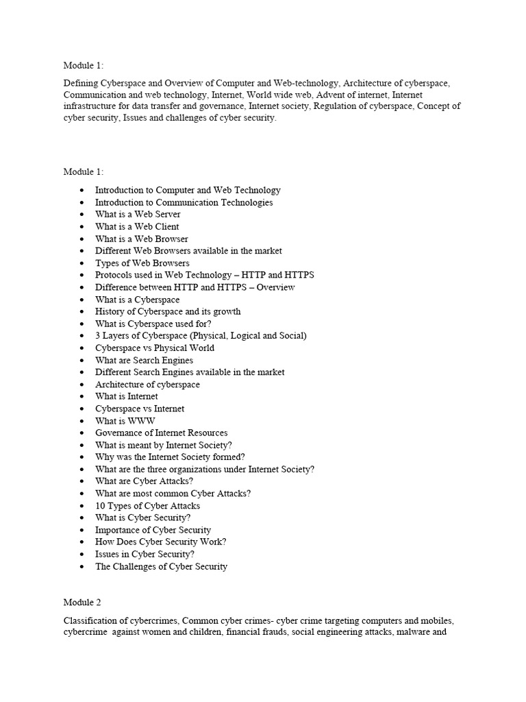 Cyber Security Course Syllabus Overview | PDF | Cybercrime | World Wide Web