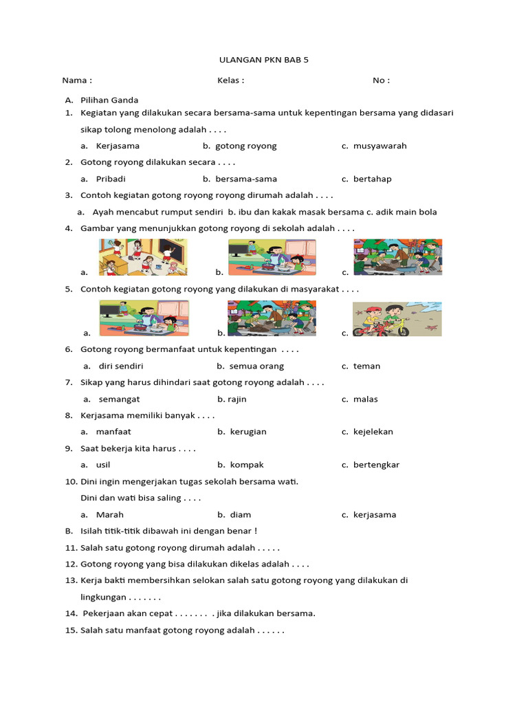 Ulangan PKN Bab 5 | PDF