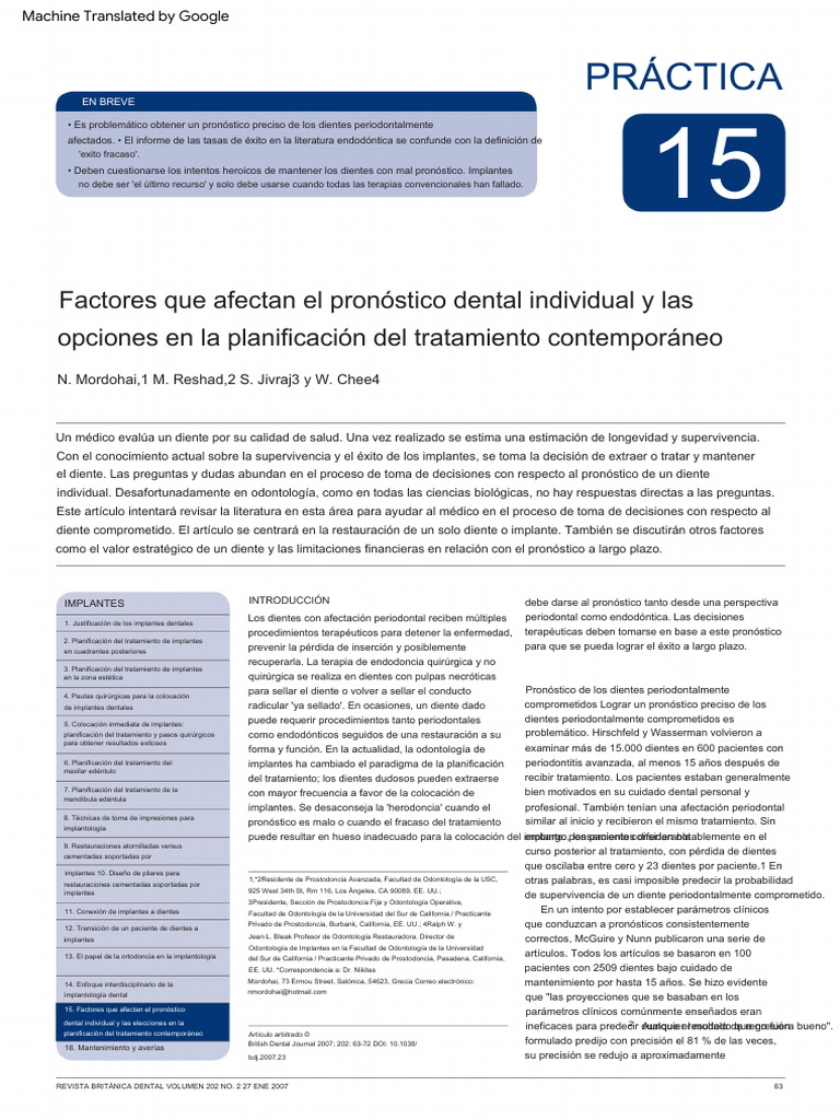 Factors That Affect Individual Tooth Prognosis and Choices in ...