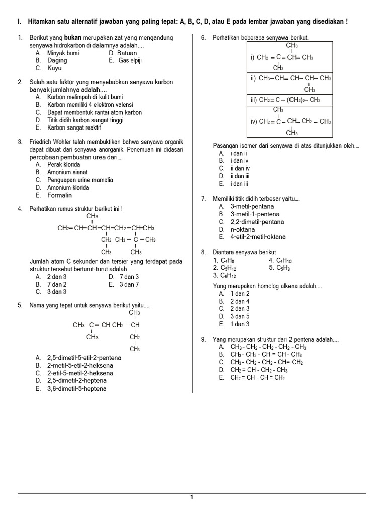 Soal Pas Kimia Kelas Xi | PDF