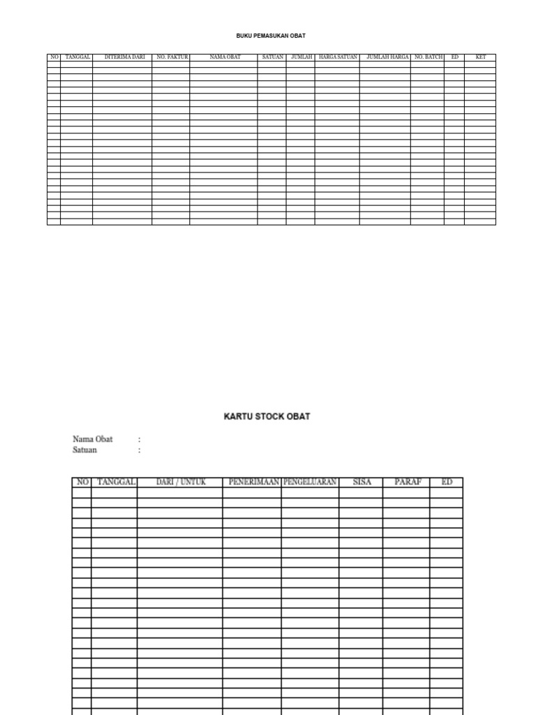 Kartu Stok Obat | PDF
