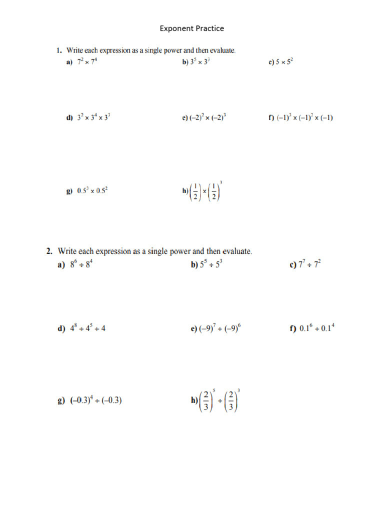 Practicing Exponent Rules | PDF