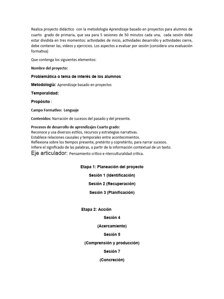 Realiza proyecto didáctico con la metodología Aprendizaje basado en ...