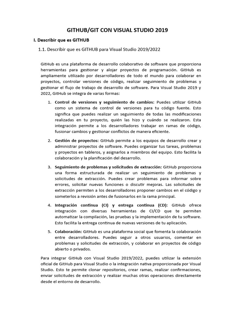 GitHub y Visual Studio 2019/2022 | PDF | Control de versiones | Software