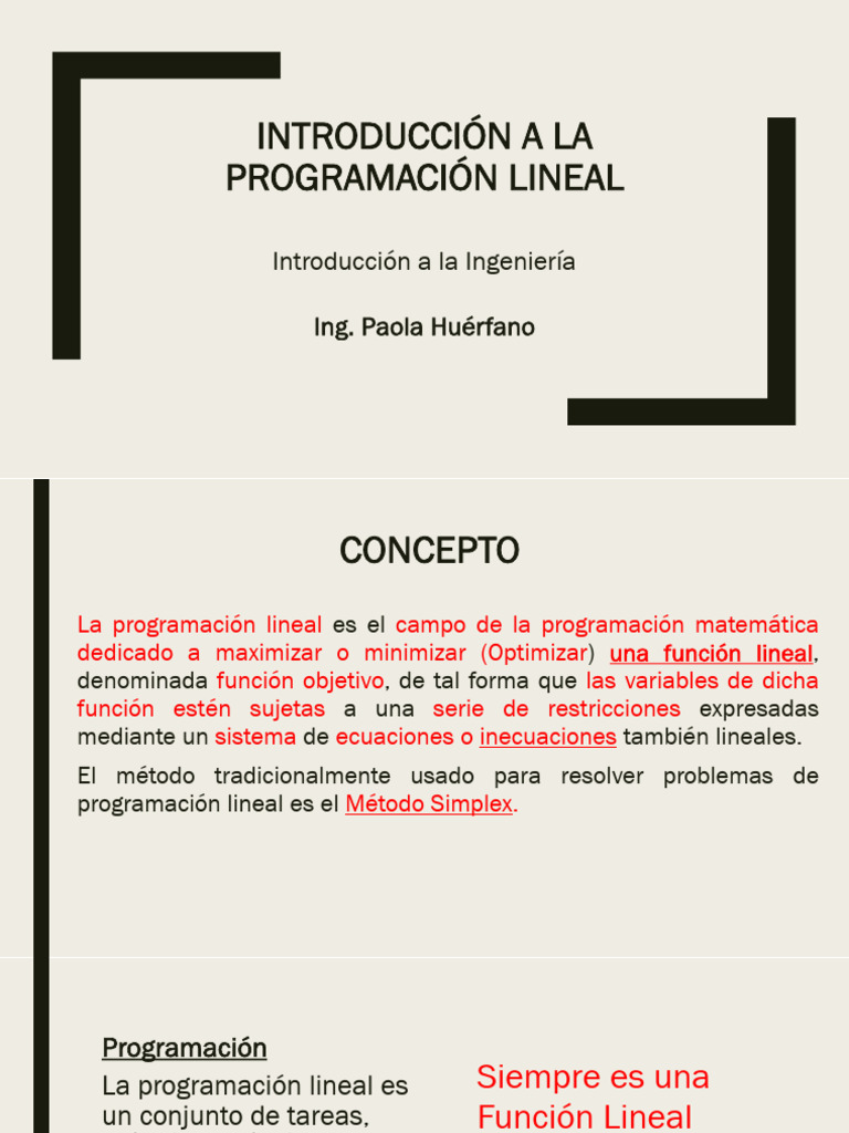Introducción A La Programación Lineal | PDF | Programación lineal | Linealidad