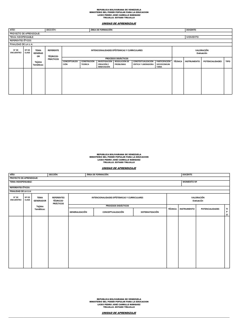 Formatos para Planificar Unidades de Aprendizaje Por Bloque 2023 | PDF | Evaluación | Aprendizaje