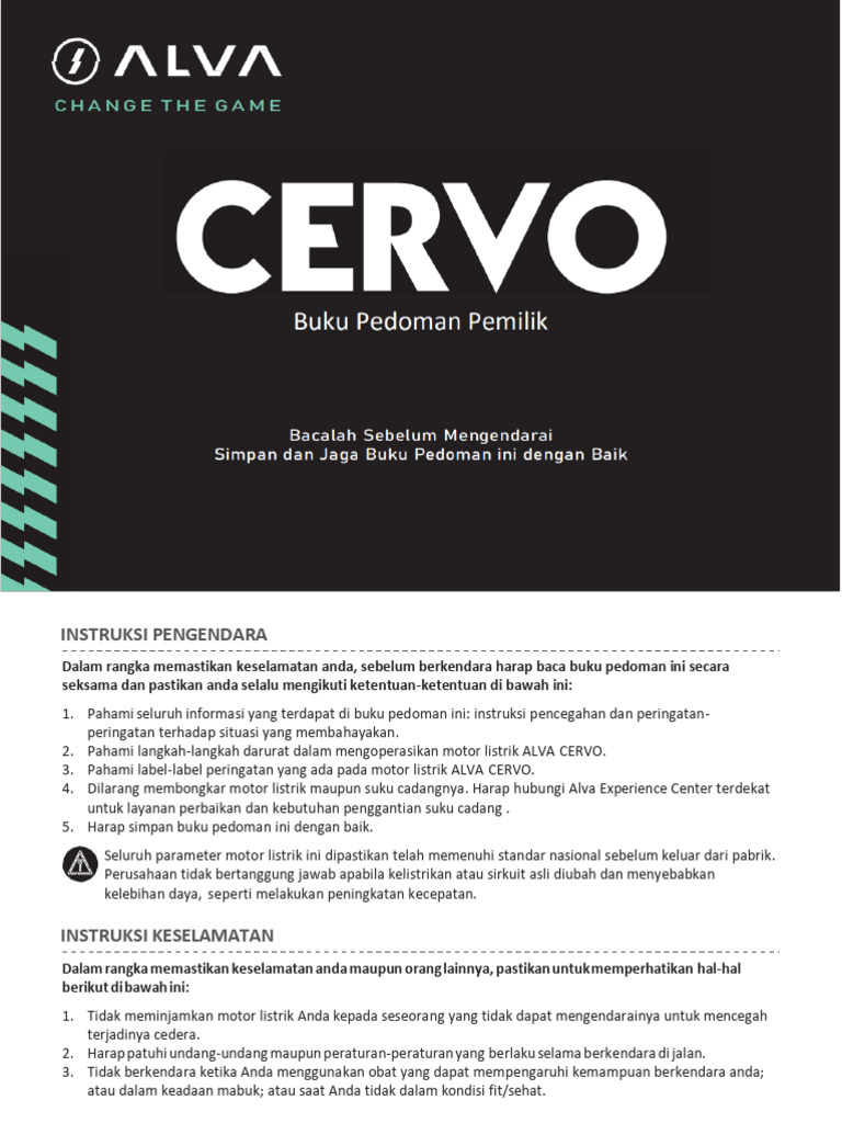 Alva Cervo Buku Panduan Pemilik | PDF