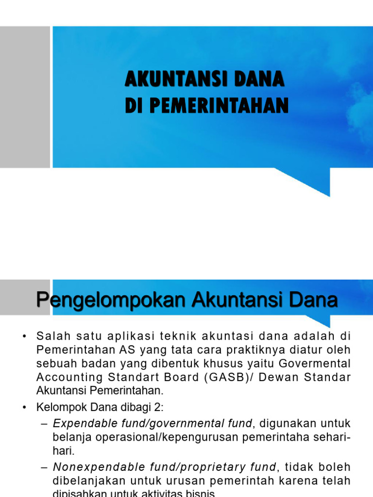 Akutansi Dana Di Pemerintahan | PDF | Pengelolaan Keuangan & Uang