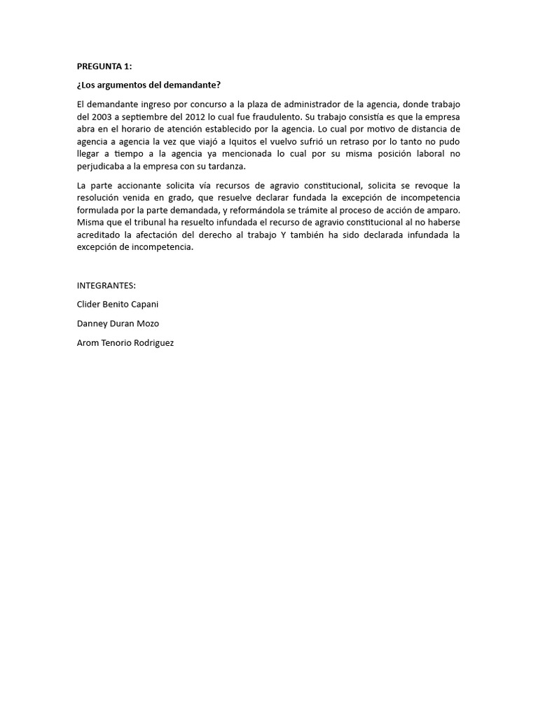Argumentos Del Demandante | PDF