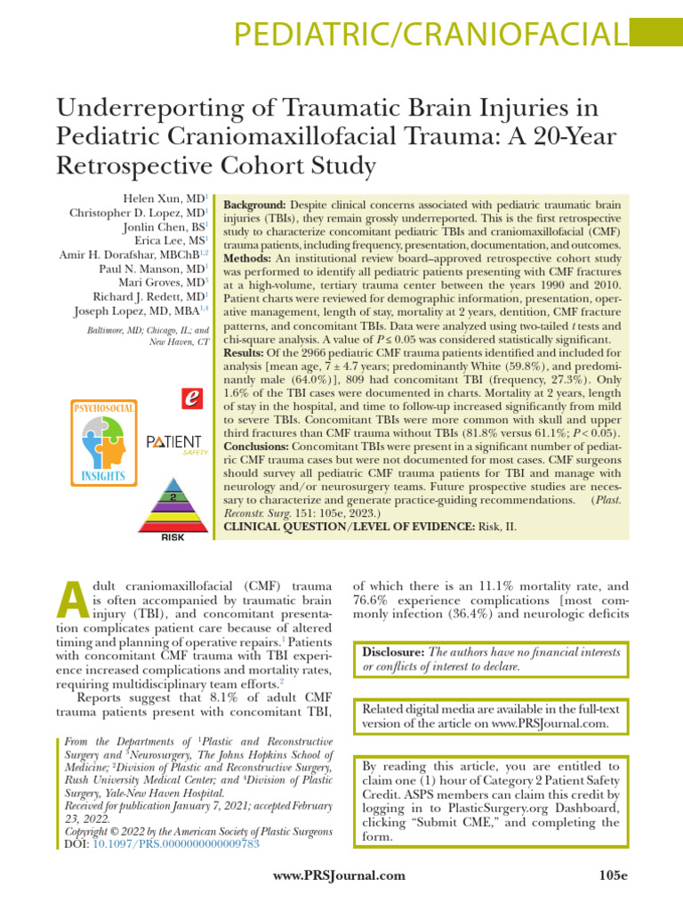 Underreporting of Traumatic Brain Injuries in Pediatric ...