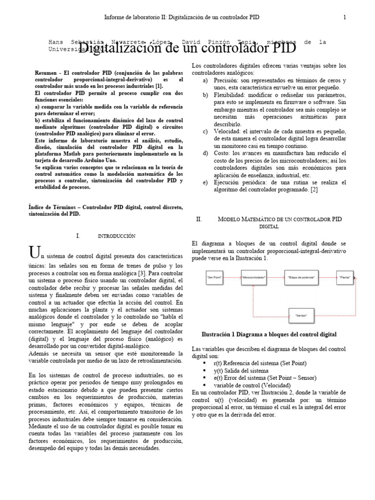 Digitalización de Un Controlador PID | PDF | Microcontrolador | Conversor analógico a digital