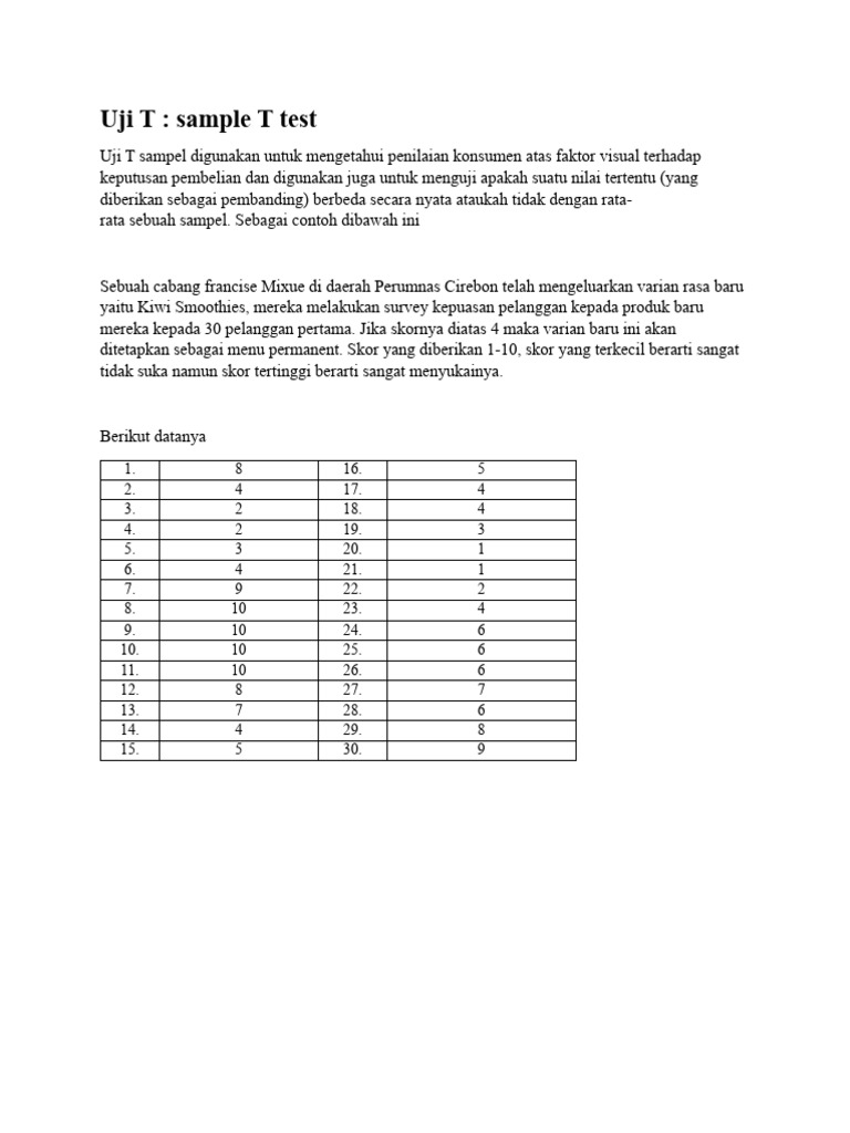 Uji T Statistik Uas Pdf